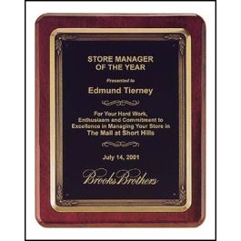 Rosewood plaque w/ antique bronze plated metal frame casting